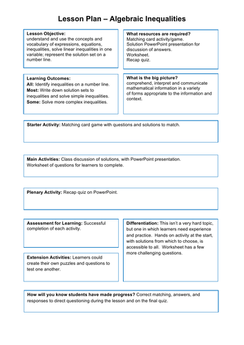 Inequalities. Maths KS3 KS4 Activities, quiz, worksheet and more ...