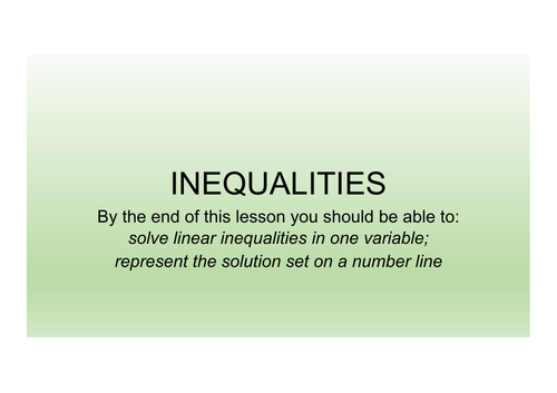 Inequalities. Maths KS3 KS4 Activities, quiz, worksheet and more ...