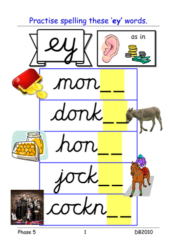 Phase 5 -ey grapheme: activities, game and presentation | Teaching ...