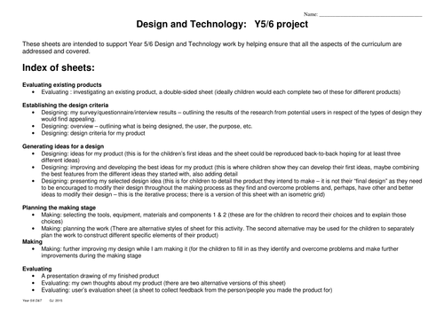 Design and Technology KS2 project sheets | Teaching Resources
