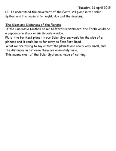 Science - Earth, Sun and Moon - Medium Term Plan Year 5 | Teaching ...