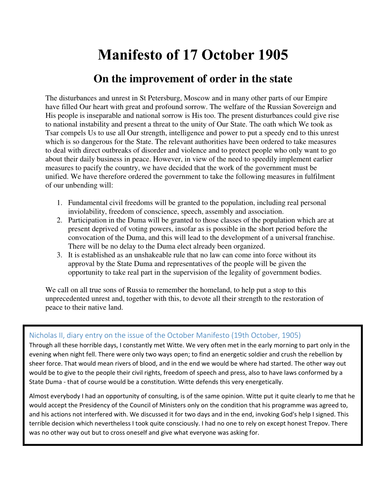 1905 Russian Revolution and October Manifesto by Paul Middleton - UK ...