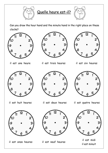 FRENCH TIME - Quelle heure est-il? Activity Booklet - Worksheets ...