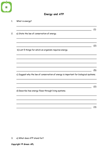 Biology: Energy and ATP | Teaching Resources