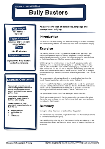 Bully Busters - Learning language and terms around bullying | Teaching ...