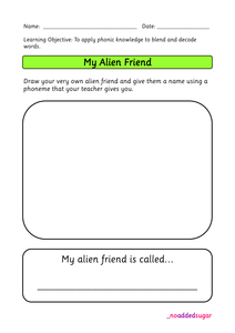 Phonics Screening Practice - Pseudo (fake/nonsense) words - Alien ...