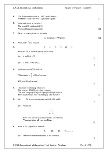 IGCSE Mathematics - Numbers Revision by leenalouis - UK Teaching ...