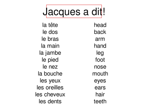 easyMFL Year 3 French Unit 5 "Parts of the body" SOL and Complete ...