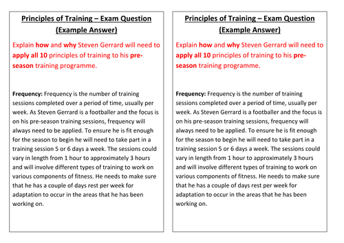 BTEC Sport L2 Unit 1 (Topic 3: Principles of Training Resources) by ...
