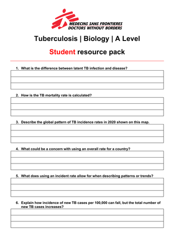 Tuberculosis (TB) Data Handling | Biology | A Level | MSF | Teaching ...