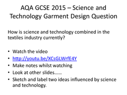 AQA GCSE Textiles Design Question 2015 | Teaching Resources