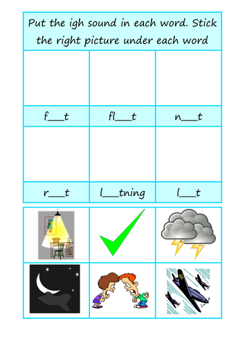 Phonics worksheet - igh - | Teaching Resources