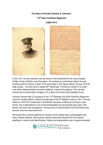 WW1 Soldier's Diary | Teaching Resources