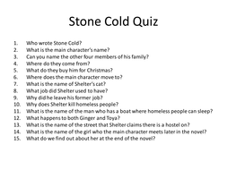 Stone Cold (Swindells) Resources | Teaching Resources