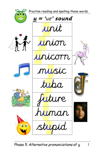 Phase 5: alternative pronunciation of the letter u [as in put, pull and ...