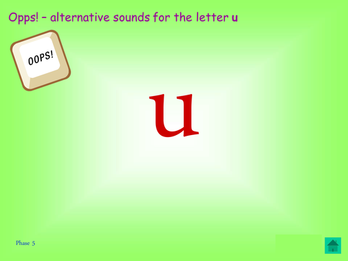 Phase 5: alternative pronunciation of the letter u [as in put, pull and ...