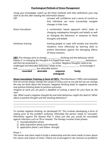 AS PSYCHOLOGY STRESS UNIT | Teaching Resources