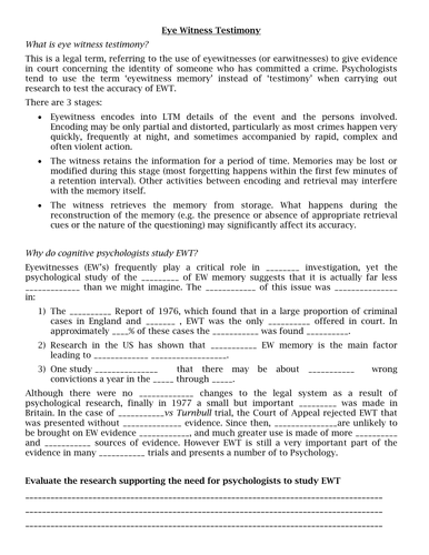 AS PSYCHOLOGY MEMORY | Teaching Resources