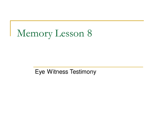 AS PSYCHOLOGY MEMORY | Teaching Resources
