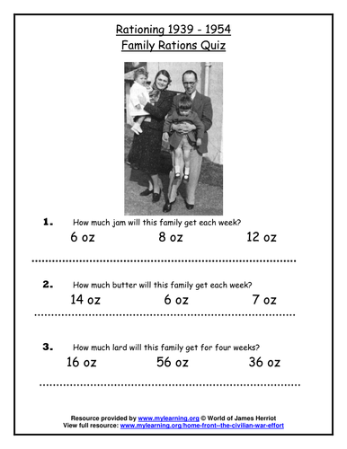 WW2 Rationing worksheets by My_Learning - Teaching Resources - TES