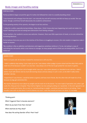 Year 10 PSHE scheme of work healthy eating and body image | Teaching ...