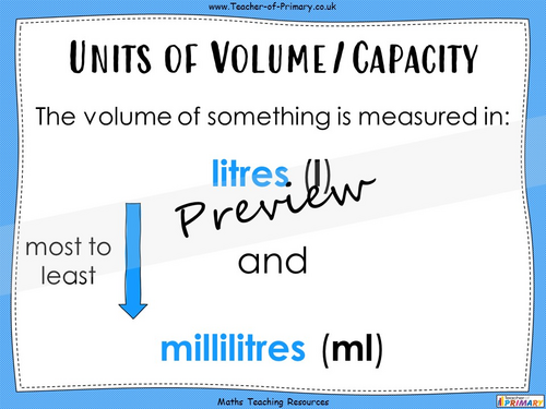 Units of Volume and Capacity - Year 3 | Teaching Resources