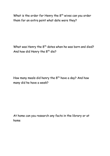 Tudors Questions | Teaching Resources
