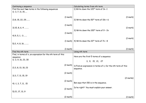 Year 10 Revision Worksheet | Teaching Resources