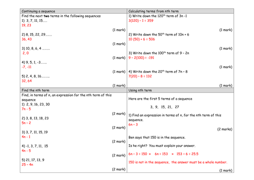 Year 10 Revision Worksheet | Teaching Resources
