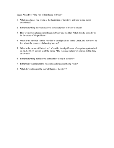 The Fall of the House of Usher by Edgar Allen Poe | Teaching Resources