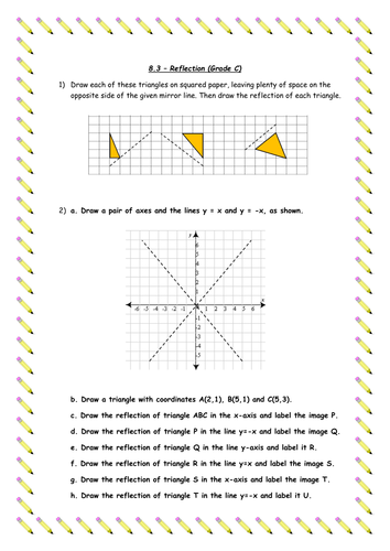 GCSE Higher Revision - 8.3. Reflection (Grade D-C). | Teaching Resources