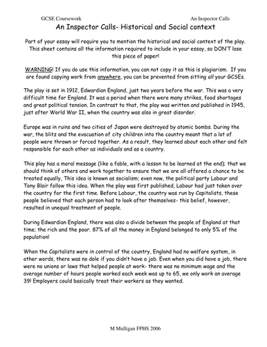 AQA GCSE English Literature An Inspector Calls activities revision exam ...