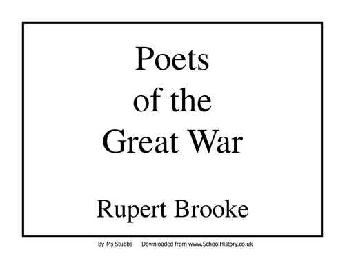 War Propaganda/ Rupert Brooke/ War Poetry: full Ofsted lesson with plan ...
