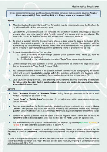 Mathematics Test Maker Free Version | Teaching Resources