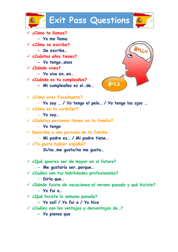 Exit pass questions in French and Spanish | Teaching Resources