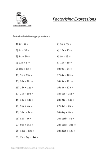 Algebra Worksheets | Teaching Resources