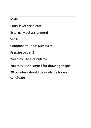 Entry level certificate math unit 6 ESA | Teaching Resources