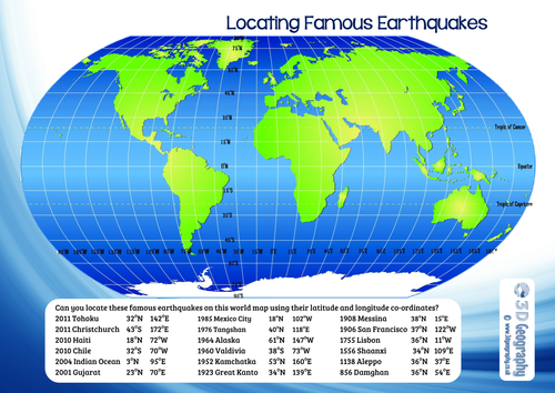 Locating earthquakes with longitude and latitude | Teaching Resources