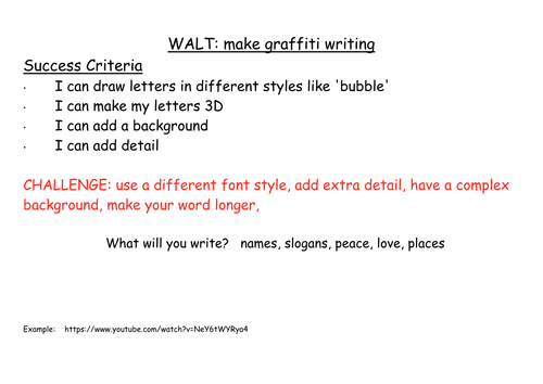 Graffiti Art Writing | Teaching Resources