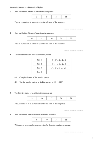 KS4 Multiple resources for recognising and generating sequences ...