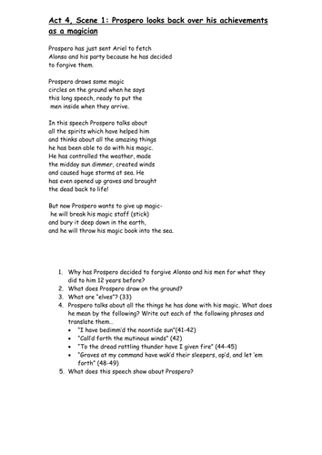 The Tempest resources & History Shakespeare | Teaching Resources
