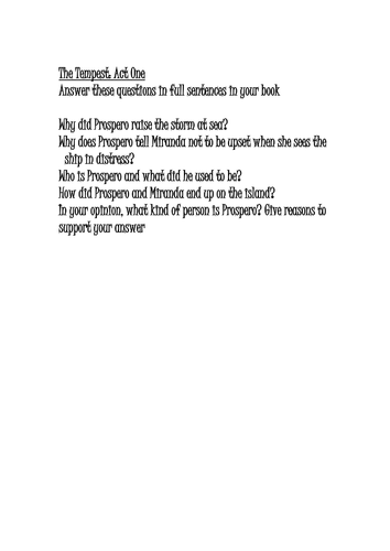 The Tempest resources & History Shakespeare | Teaching Resources