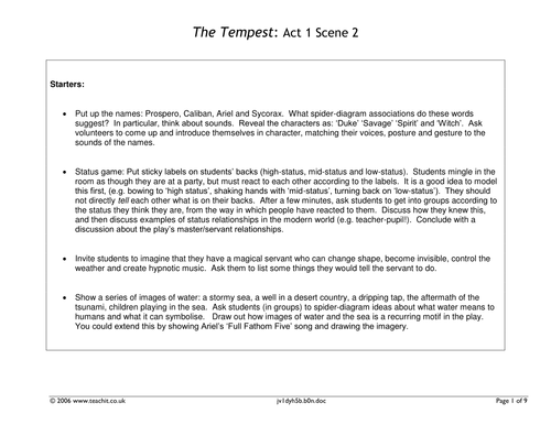 The Tempest resources & History Shakespeare | Teaching Resources