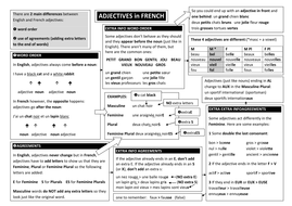Adjective endings in French for KS3 | Teaching Resources