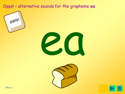 Phase 5 alternative pronunciation of 'ea' [e sound, as in head], Table ...