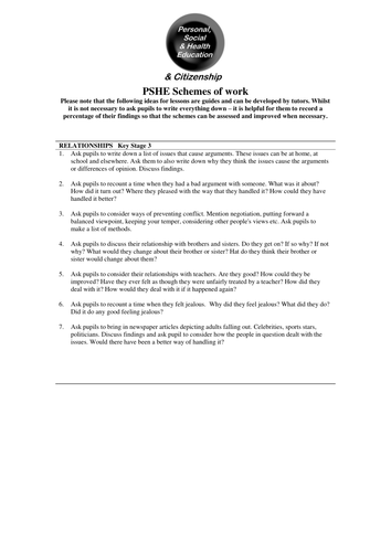 PSHE and Citizenship activities | Teaching Resources
