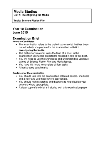Science Fiction Film mock exam paper | Teaching Resources