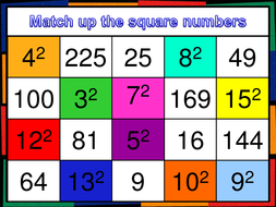 Square Numbers Matchup Game | Teaching Resources