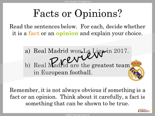Identifying Fact and Opinion | Teaching Resources