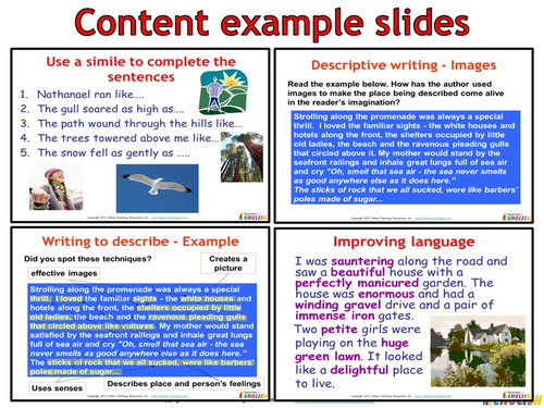 GCSE English Writing Fiction - Descriptive Writing | Teaching Resources